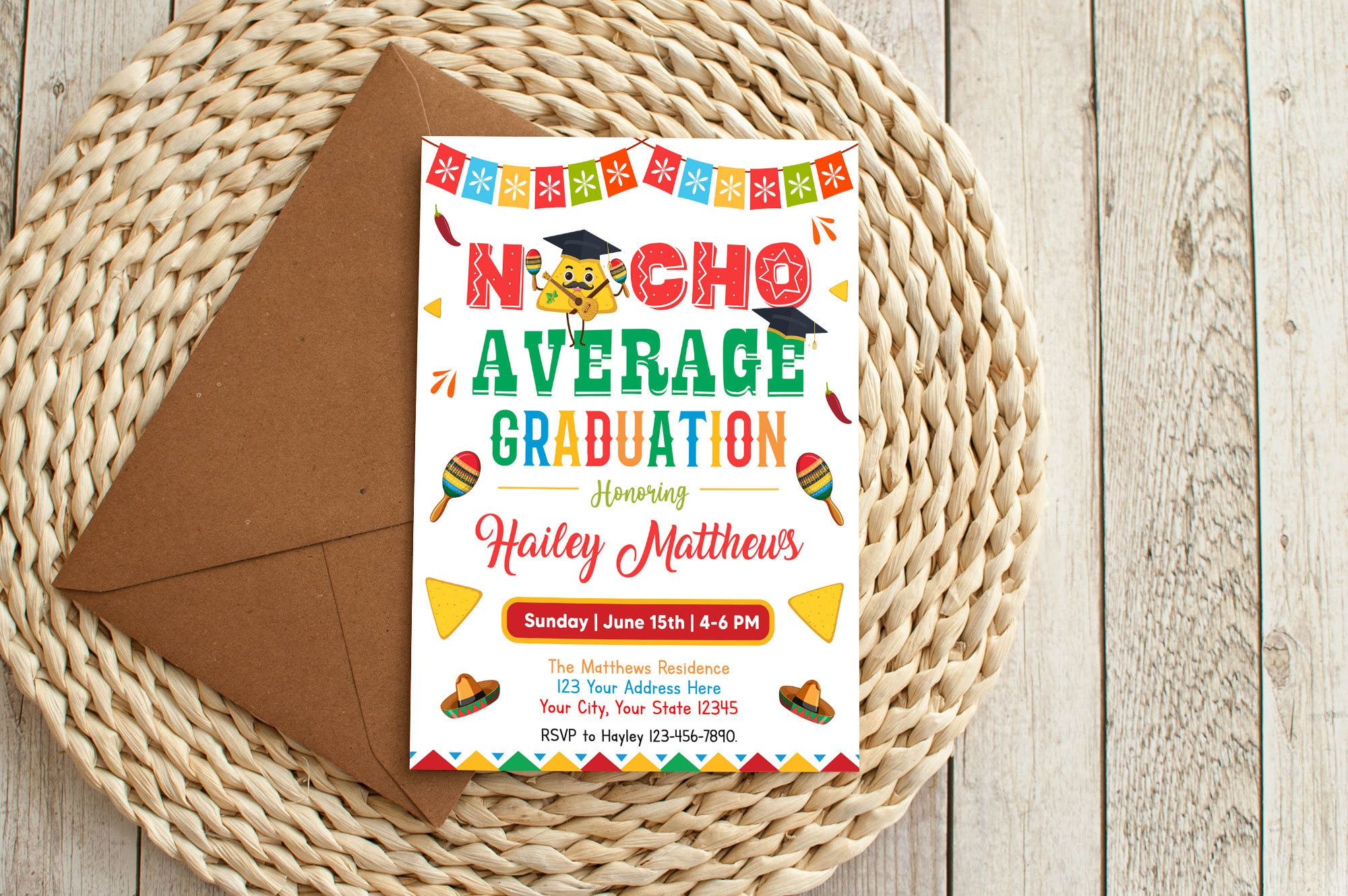 Nacho Average Grad Invite | Fiesta Themed Graduation Invite | Fiesta ...
