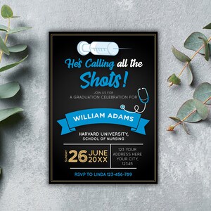 Male or Female Nursing Graduation Invitation Instant Download BLACK ...