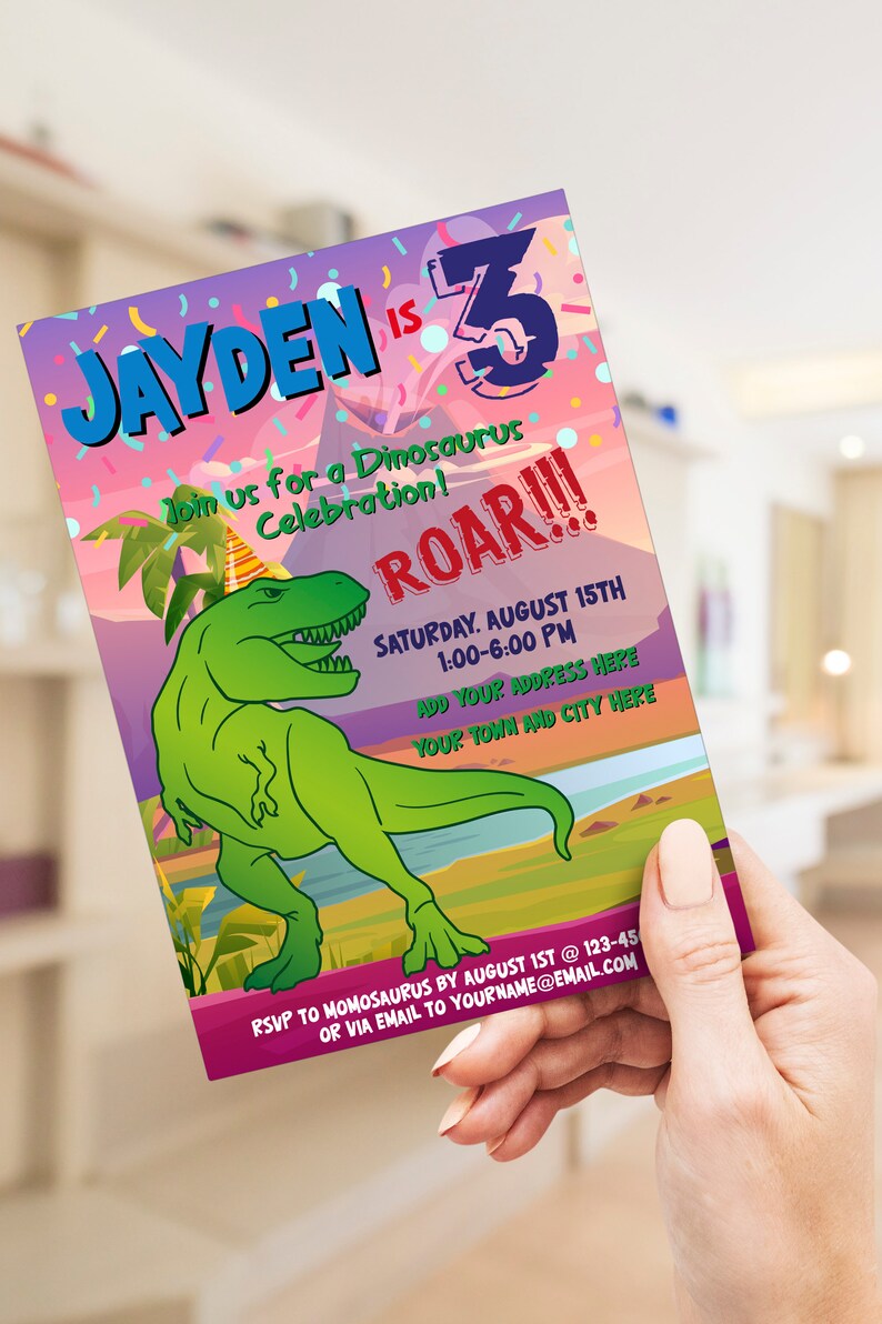 Editable Three Rex Invitation, Printable 3 Rex Birthday Invite ...