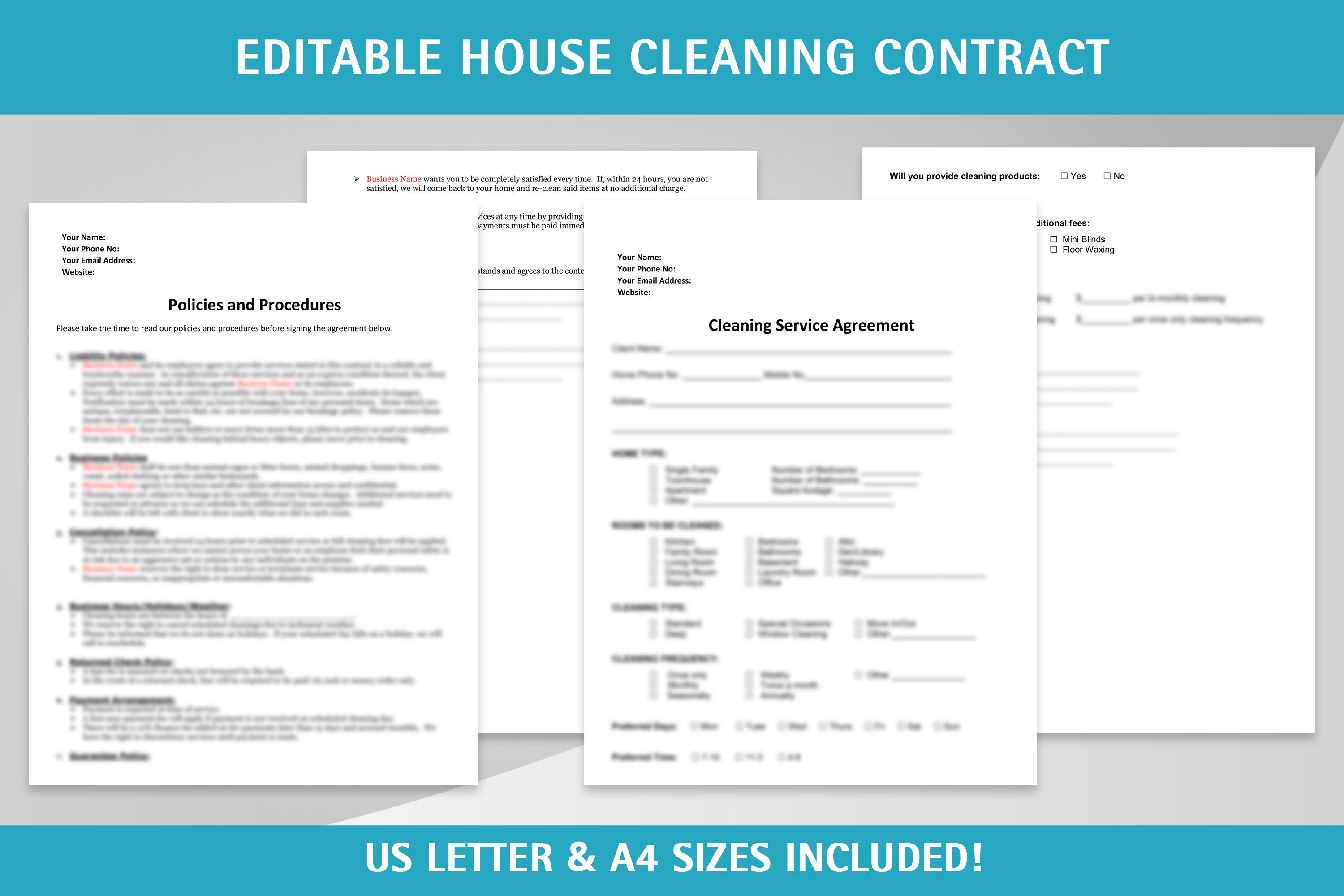 House Cleaning Contract for Cleaning Business Startup Plus | Etsy