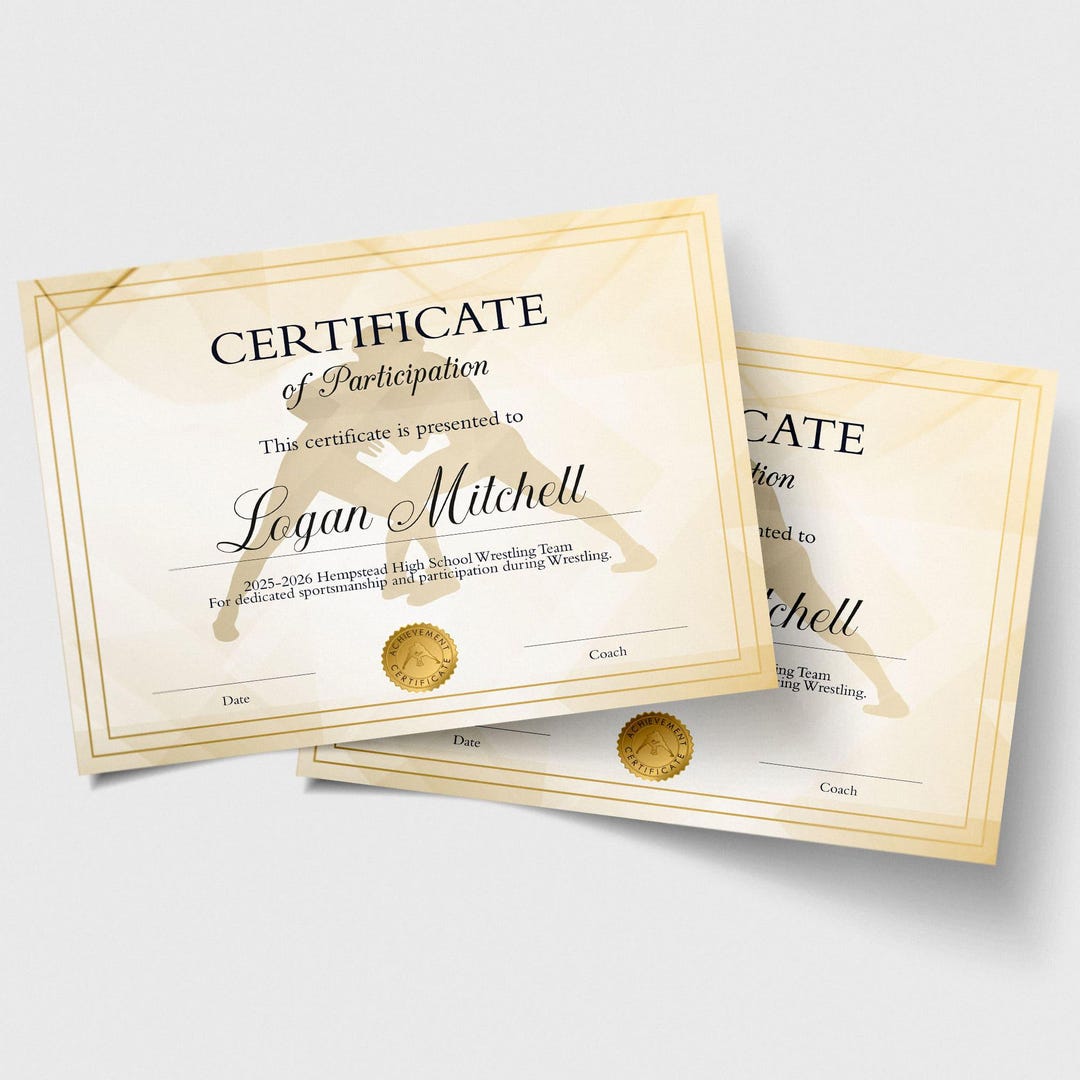 Editable Wrestling Award Certificate Template | Wrestling Certificate ...