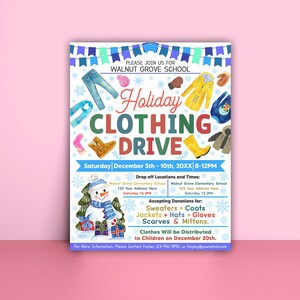 Editable Winter Clothing Drive Flyer, Printable PTA PTO, Cold Weather ...