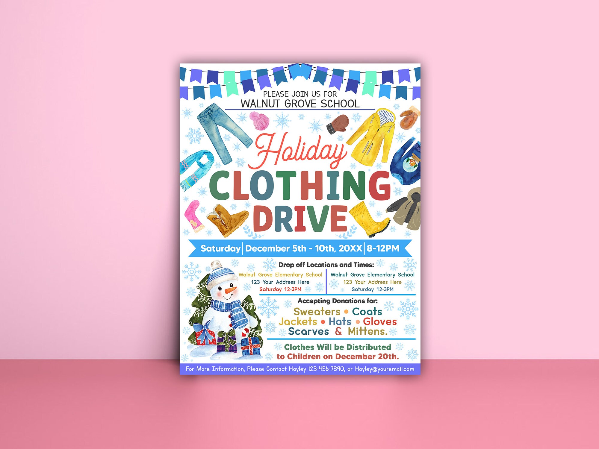 Editable Winter Clothing Drive Flyer, Printable PTA PTO, Cold Weather ...