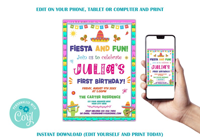 Editable Fiesta Invitation Any Age Fiesta Mexican Fiesta - Etsy