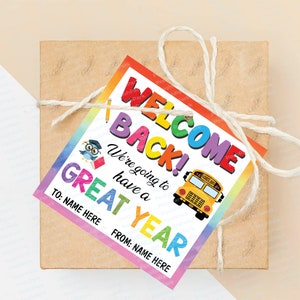 EDITABLE Welcome Back to School Gift Tag Template, Colorful First Day ...
