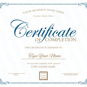 Editable Certificate of Completion Template Bundle, Multi Color ...