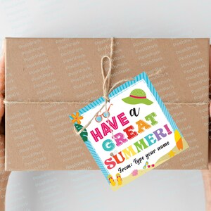 Editable Have a Great Summer Treat Bag Topper With Name, End of Year ...