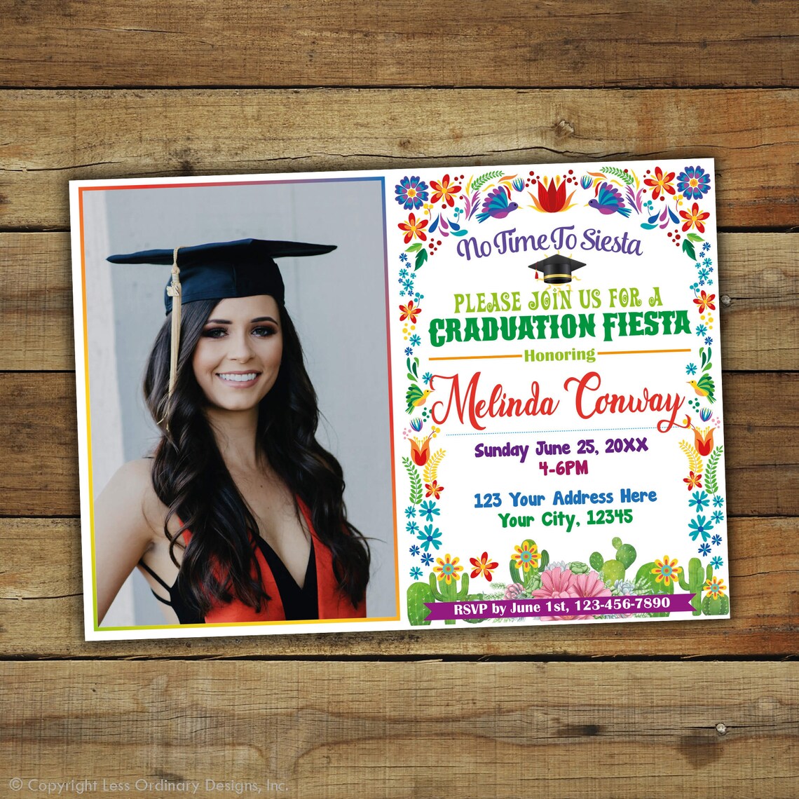 EDITABLE Fiesta Graduation Party Invitations With Photo, Mexican ...