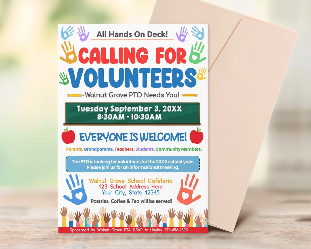 Volunteer Recruitment Flyer, PTO PTA Volunteer Flyer Template, Calling ...