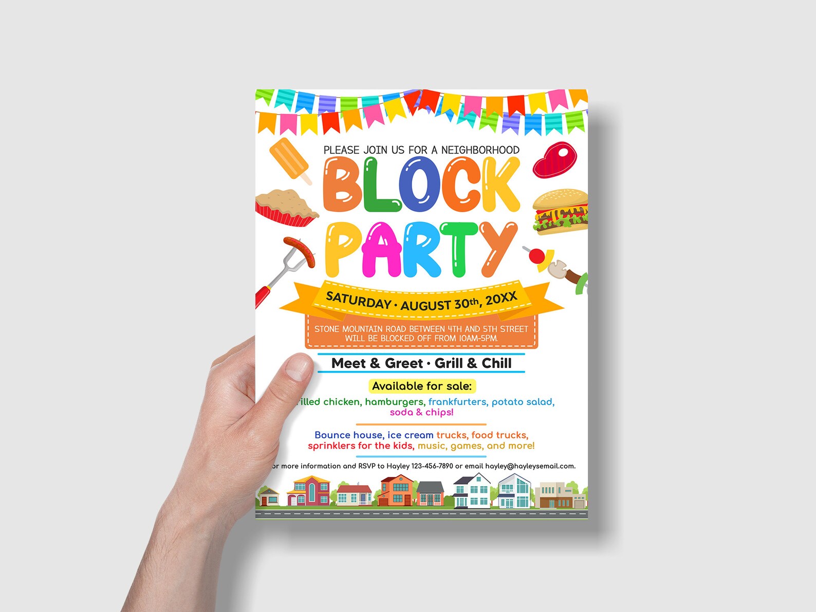 EDITABLE Block Party Invitation, Neighborhood Bbq Picnic Summer Party ...