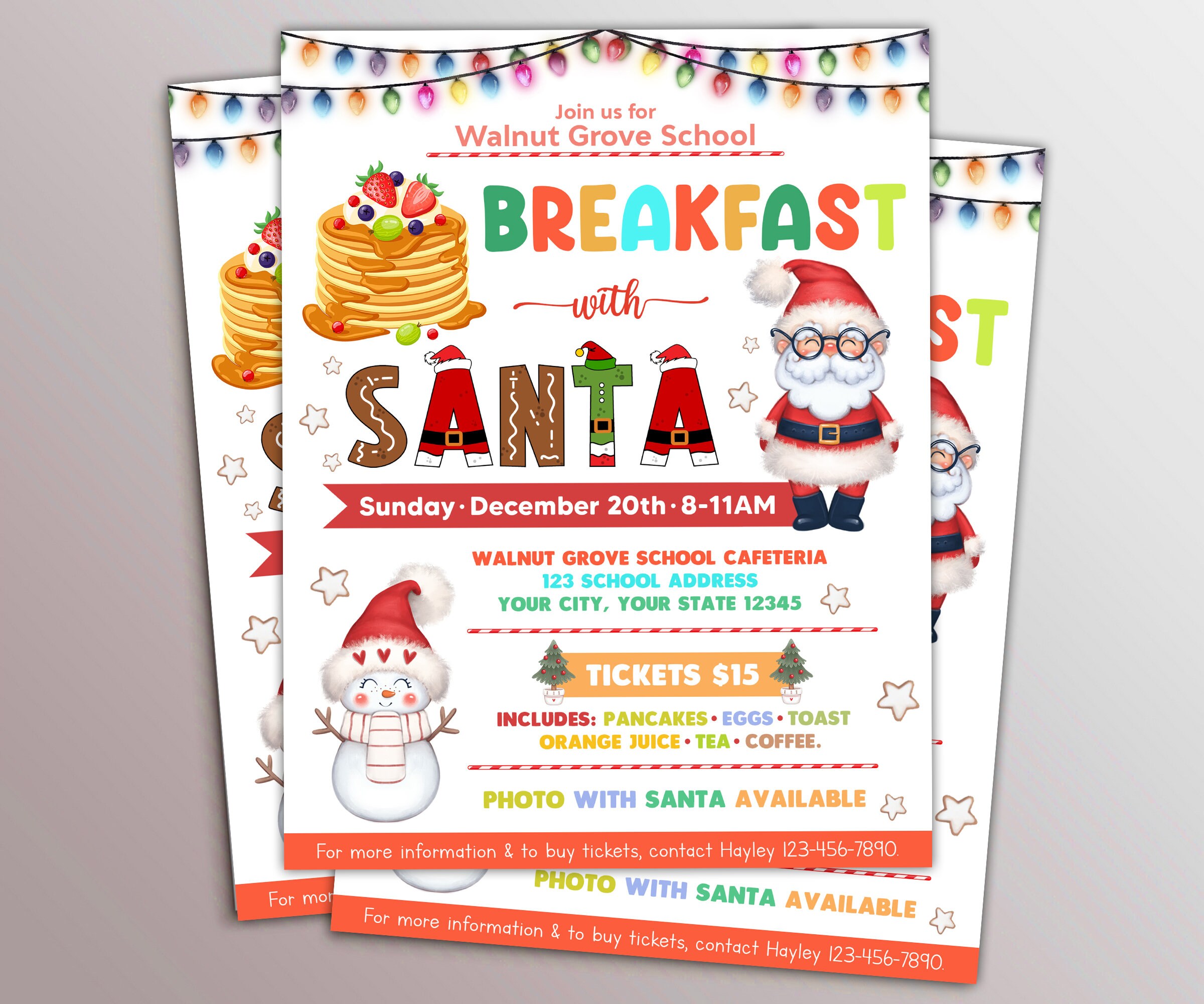 EDITABLE Breakfast With Santa Flyer Invitation, Meet Santa Flyer, Santa ...