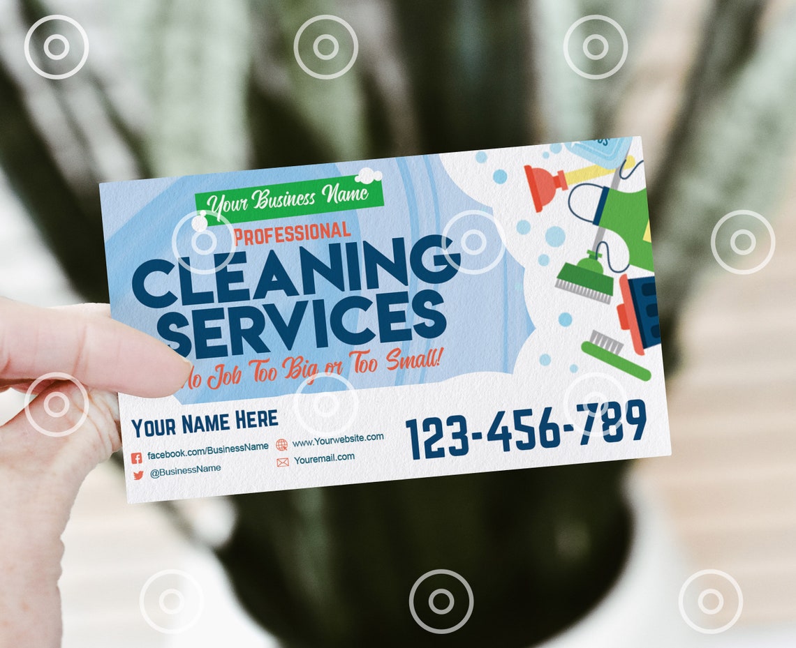 Cleaning Services Business Card Template Downloadable | Etsy