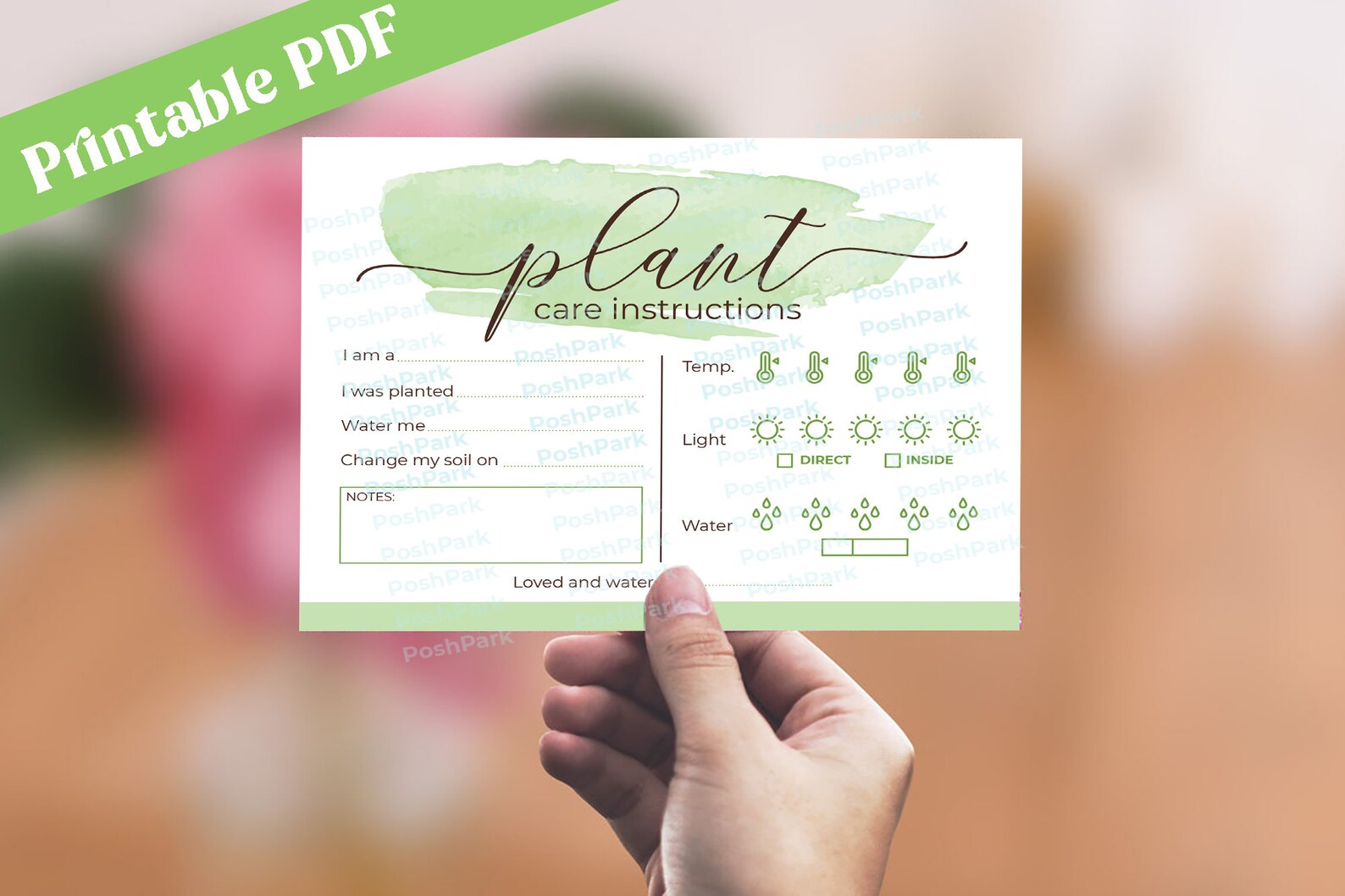 Printable PDF Plant Care Card Plant Care Template Multi Use - Etsy