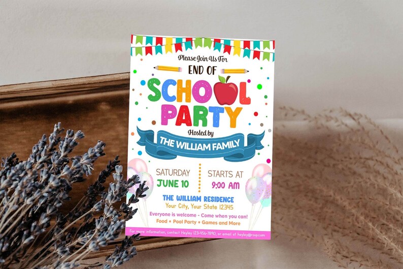 End of School Party Invitation, Last Day of School Party Invite ...