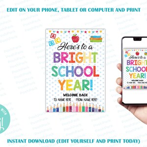 Editable Bright School Year Gift Tag Template, Colorful Printable Back ...
