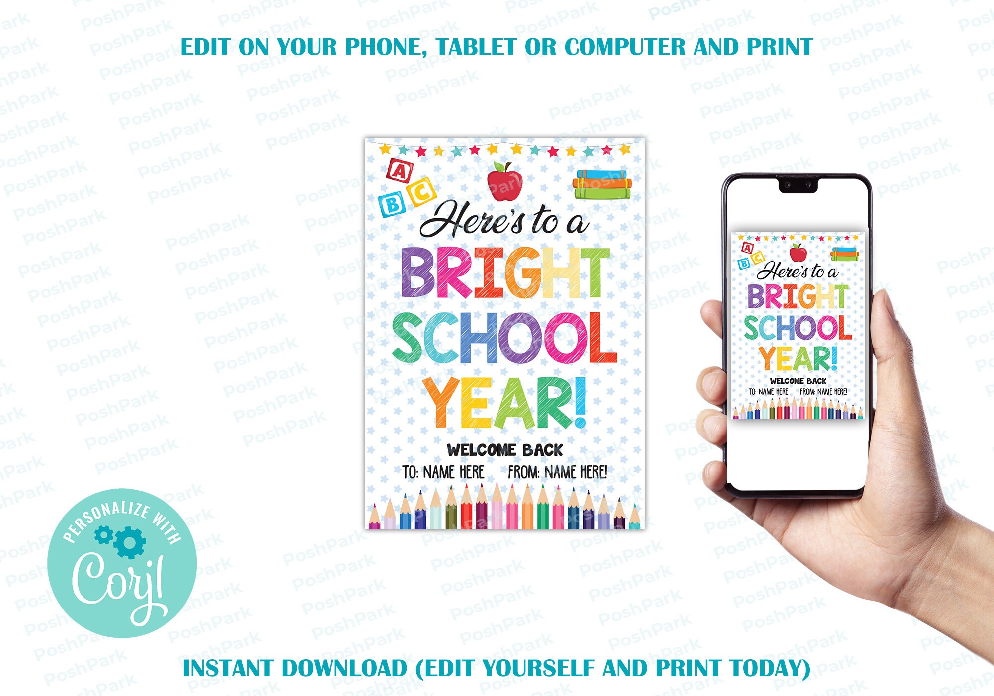 Editable Bright School Year Gift Tag Template, Colorful Printable Back ...