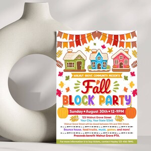 Editable Fall Block Party Flyer, Thanksgivinghalloween Invitation ...