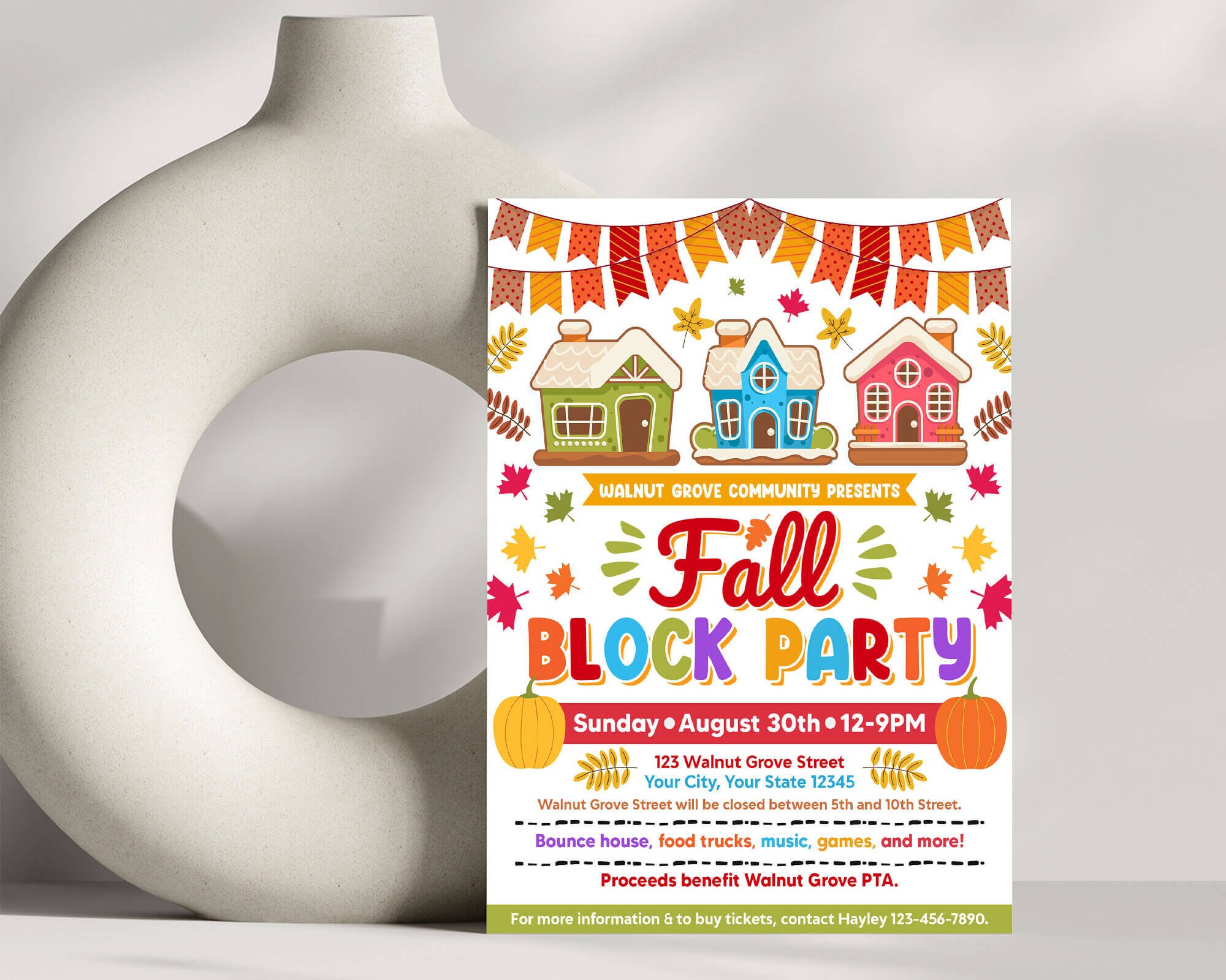 Editable Fall Block Party Flyer, Thanksgivinghalloween Invitation ...