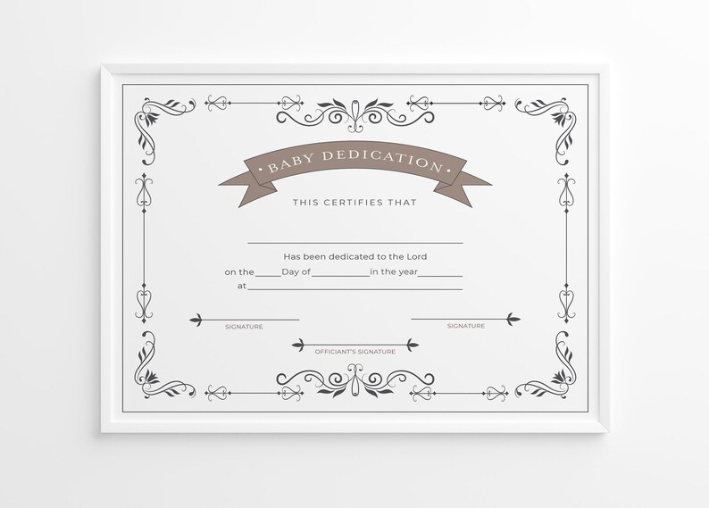 Printable Blank PDF Baby Dedication Certificate, Diy Baptism ...