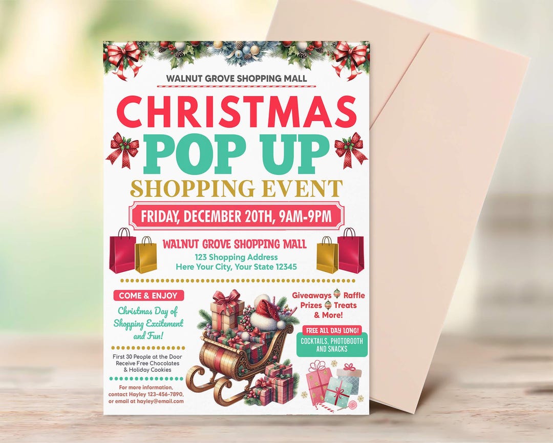 Printable Christmas Pop-up Shopping Event Flyer Template - Etsy