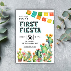 Editable First Fiesta Invitation Template Fiesta Birthday Mexican ...