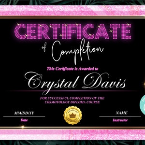 Hair Certificate of Completion, Lash Certificate - Etsy