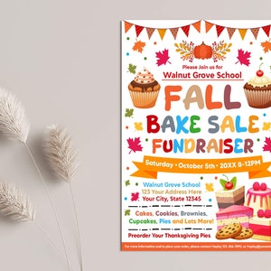 Fall Bake Sale Flyer Template, Festival Fall Harvest for Church School ...