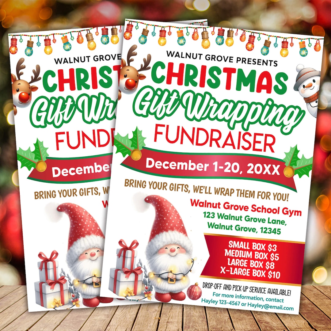 Editable Gift Wrapping Fundraiser Flyer, Christmas Gift Wrapping Event ...