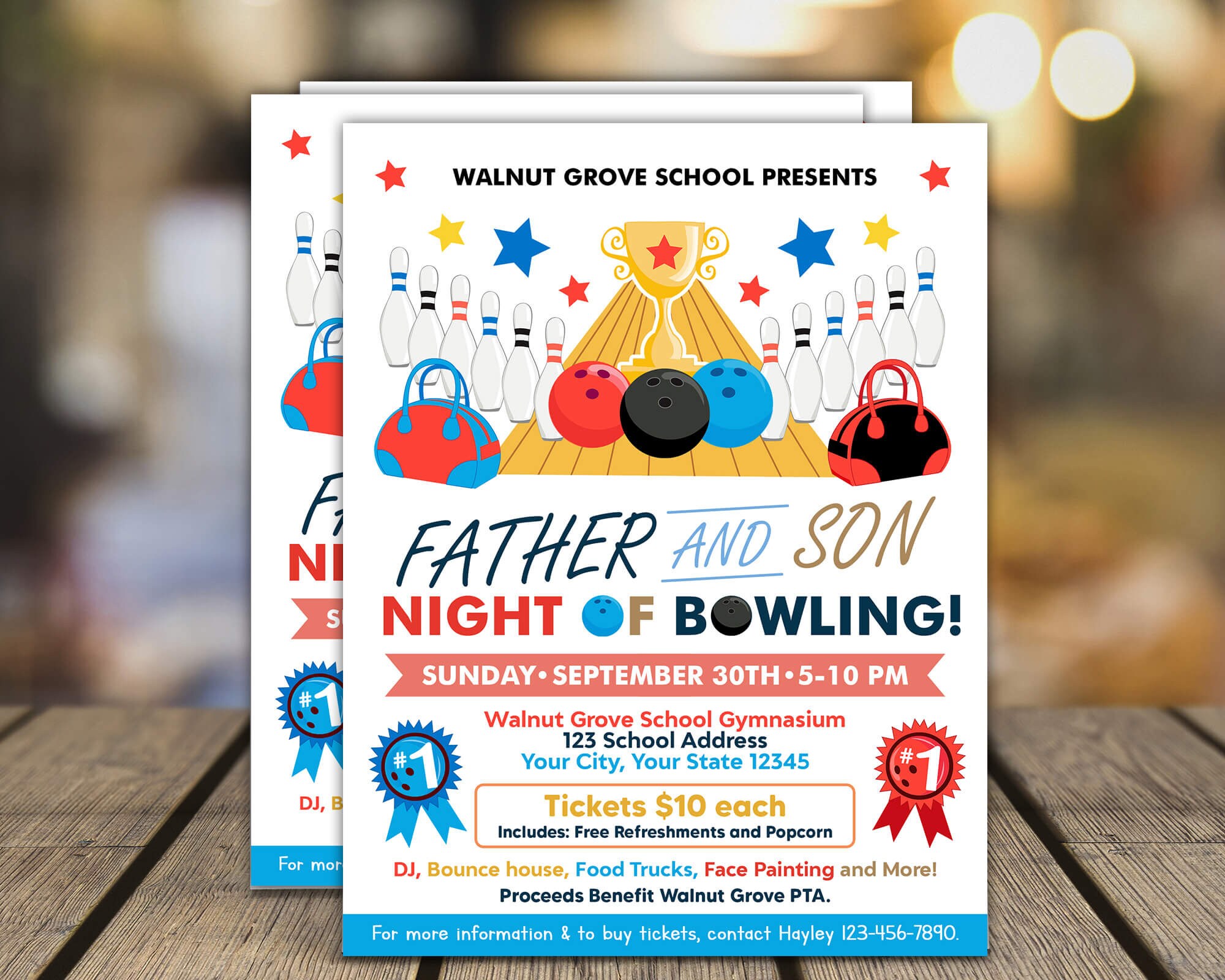 Editable Father and Son Bowling Night Flyer PTO PTA School - Etsy