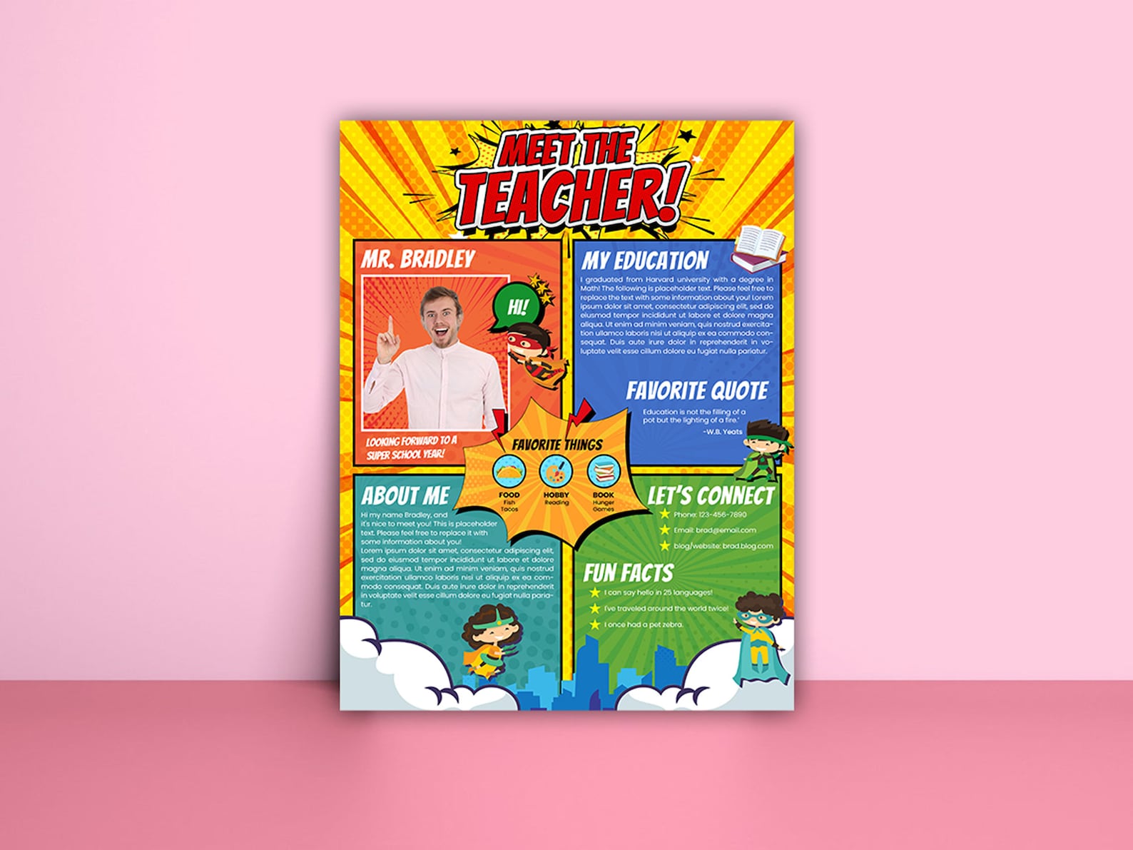Meet the Teacher Template Superhero Theme, Photo Teacher Letter ...