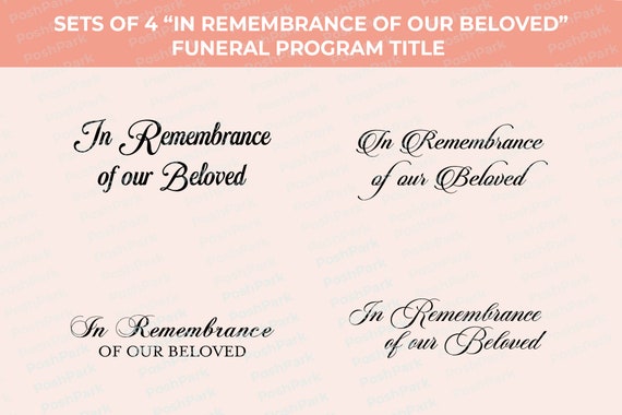 Sets of 4 in Remembrance of Our Beloved Funeral Program Word | Etsy