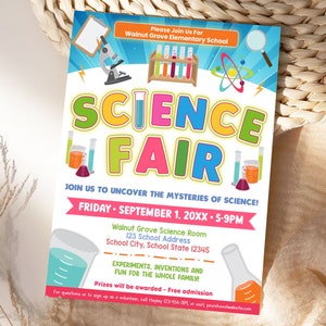 Editable Science Fair Flyer, School Academic Festival Flyer, PTO PTA ...