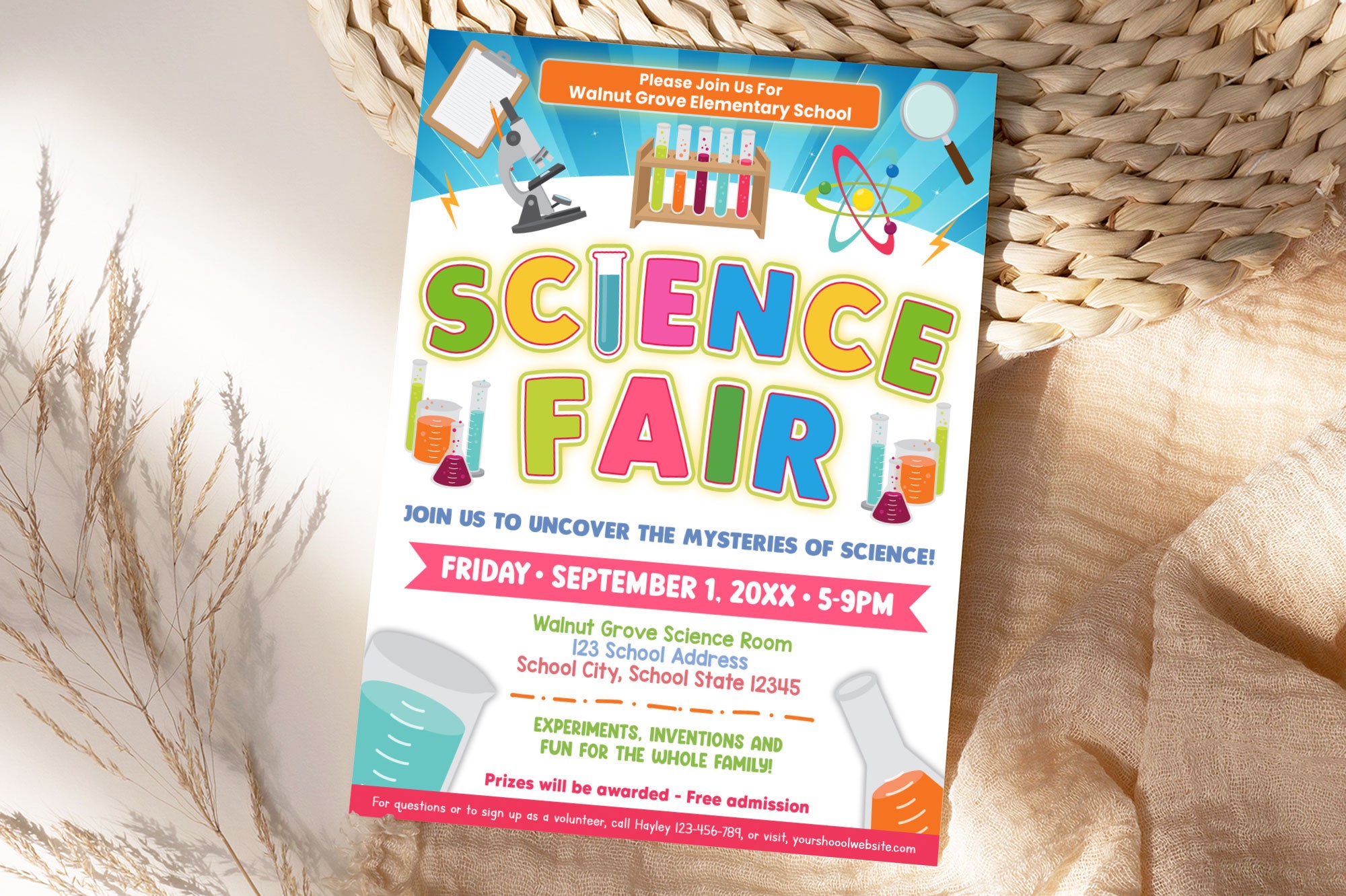 Editable Science Fair Flyer, School Academic Festival Flyer, PTO PTA ...