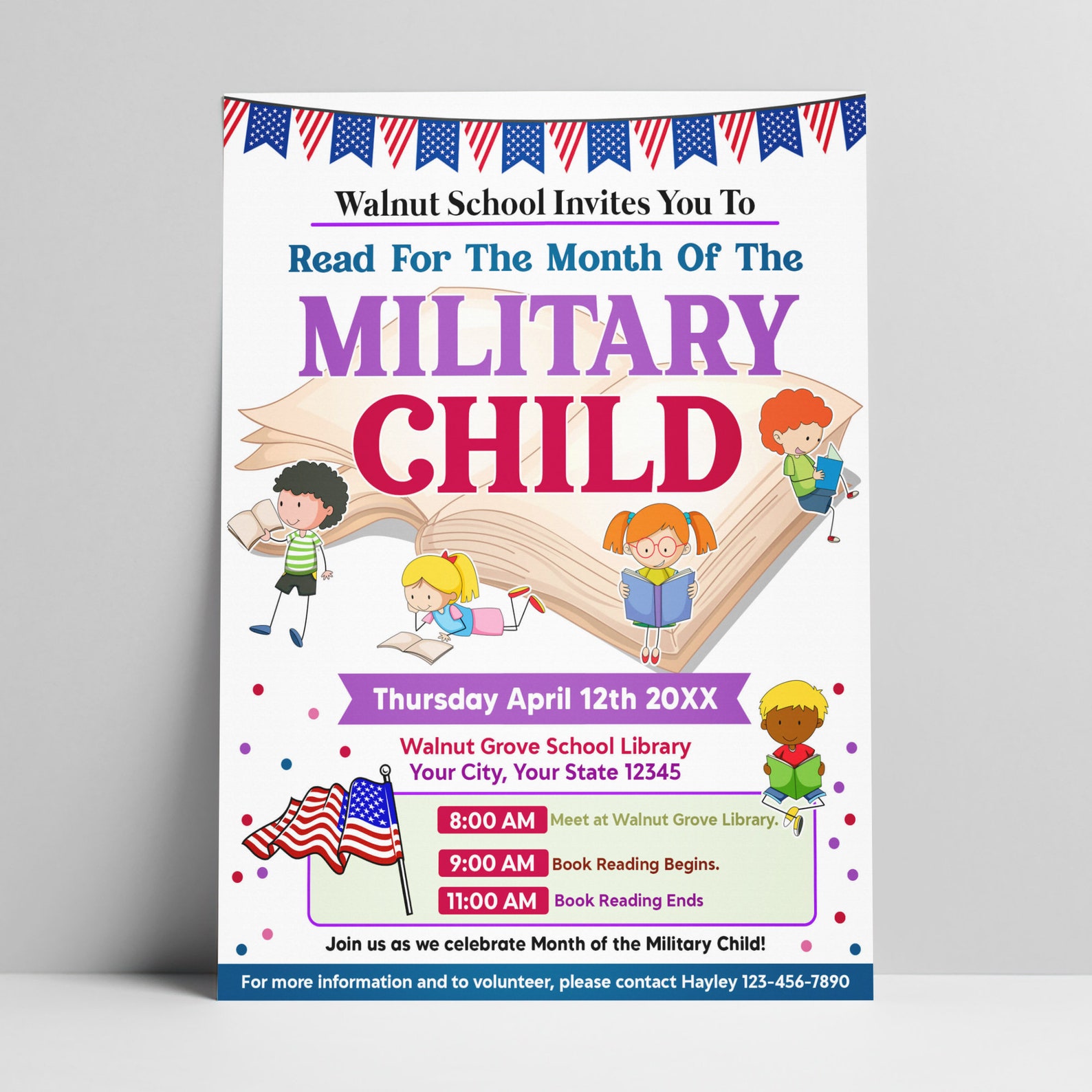 Editable Read for the Month of the Military Child Flyer, PTO PTA School ...