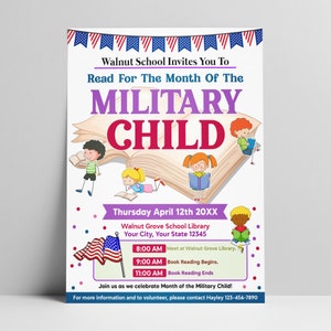 Editable Read for the Month of the Military Child Flyer, PTO PTA School ...