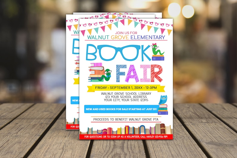 Editable Book Fair Flyer Template, Colorful School Fundraiser ...