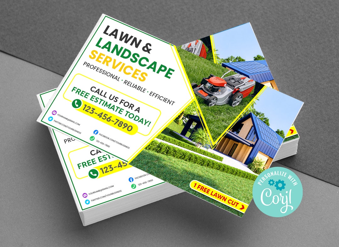 Custom Personalized Lawn Care Service Business Cards, Yard Cleaning ...