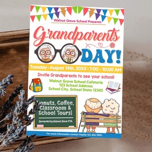 Grandparents Day Flyer Template, Editable Family School Invite ...