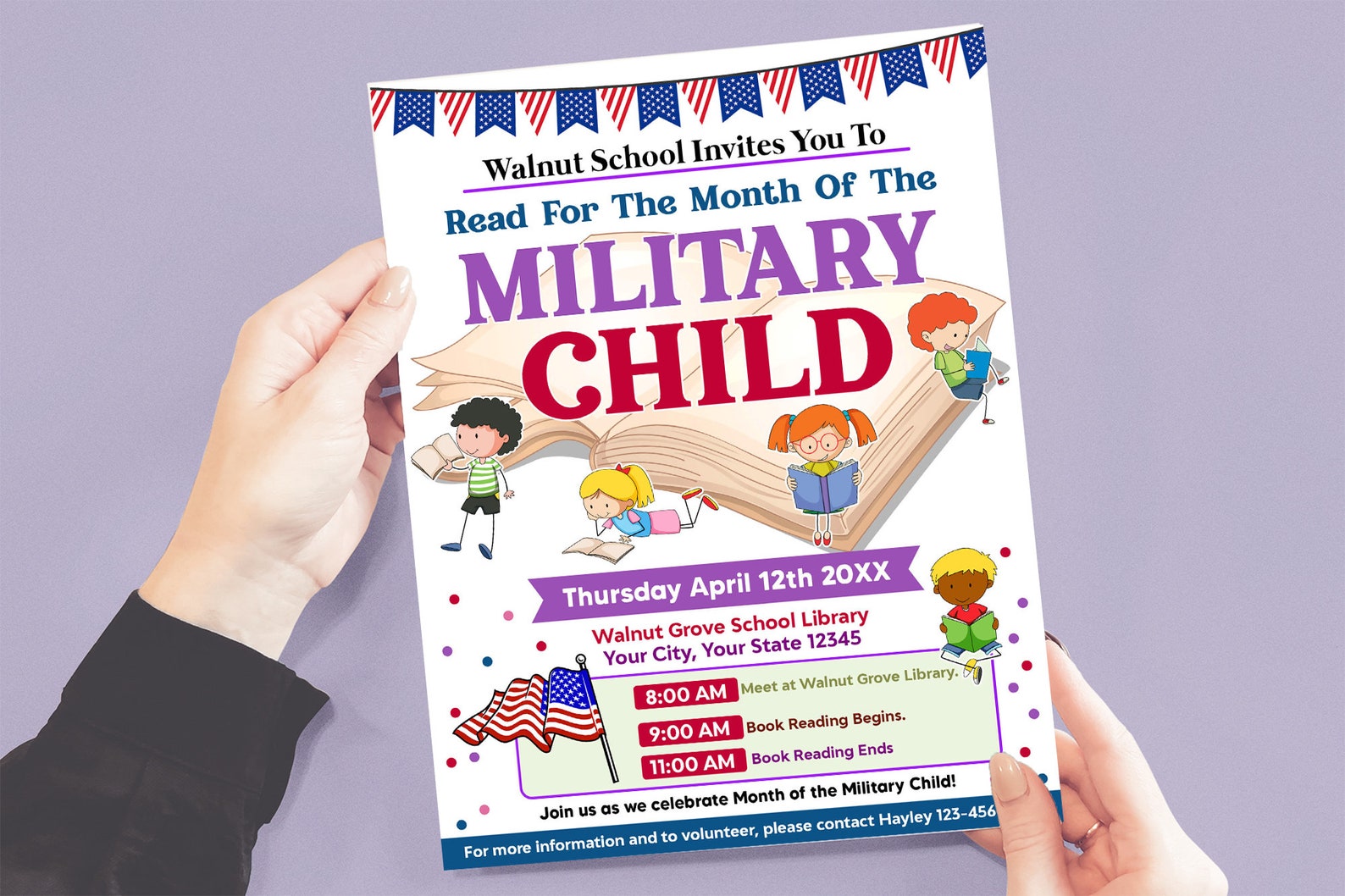 Editable Read for the Month of the Military Child Flyer, PTO PTA School ...