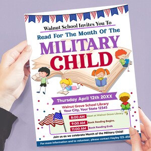 Editable Read for the Month of the Military Child Flyer, PTO PTA School ...