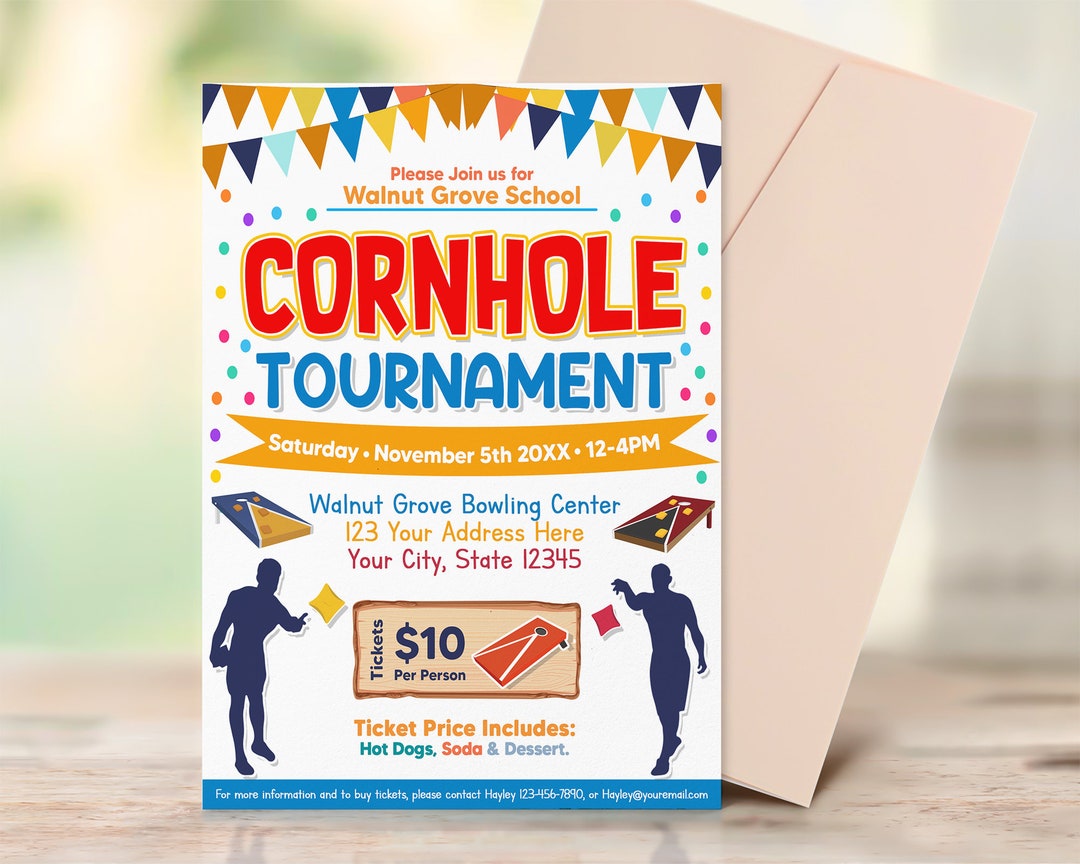 Cornhole Tournament Flyer, Cornhole Flyer Template, Backyard Sports ...