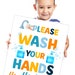 Printable Wash Your Hands Sign, PDF Bathroom Rules Sign, School Nurse ...