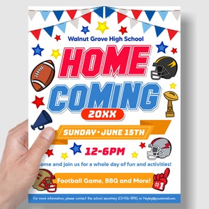 Editable Home Coming Flyer Template, School PTO PTA Fundraiser Event ...