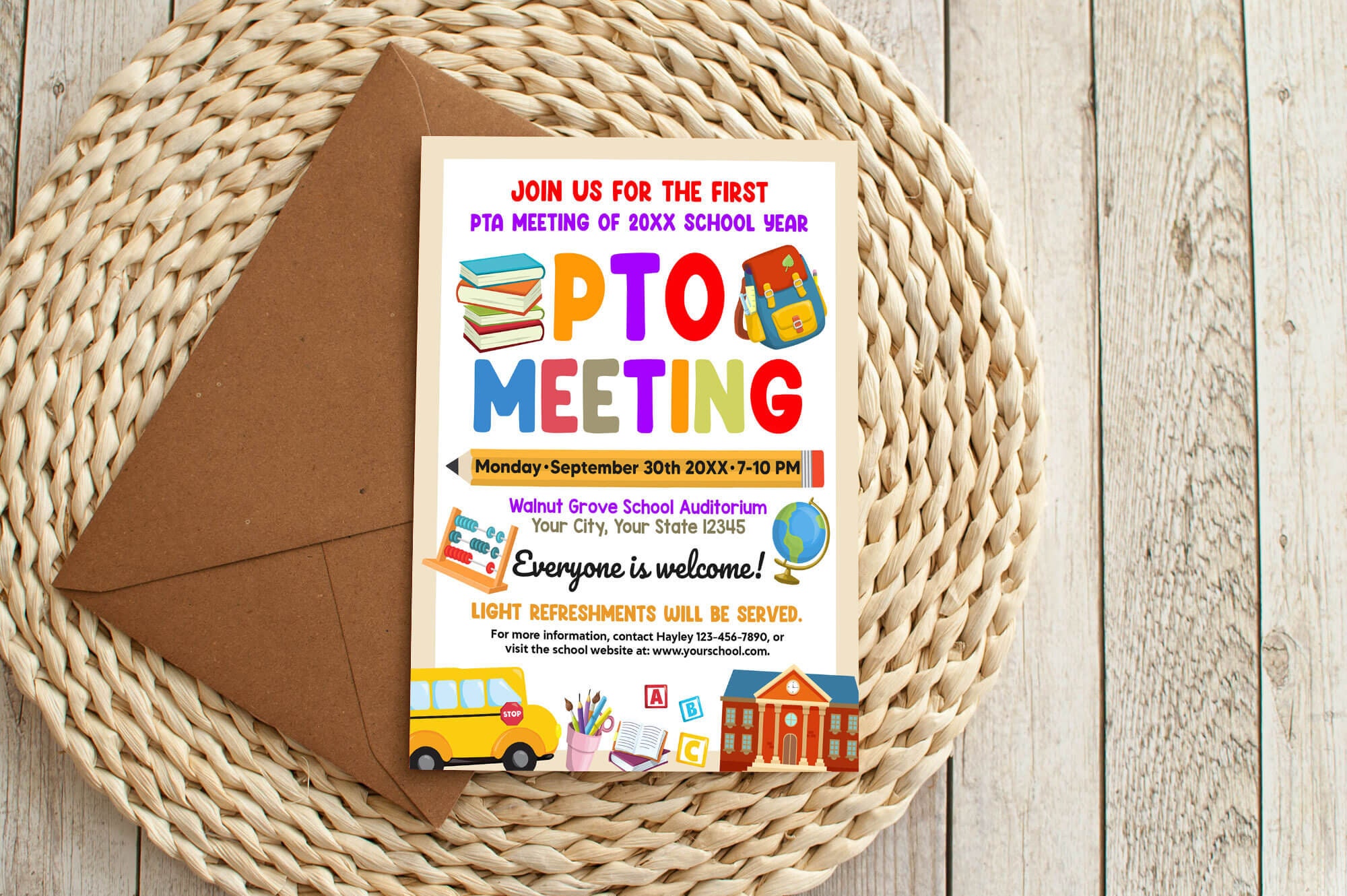 PTO PTA Meeting Template, Back to School Flyer, Editable Coffee Meeting ...