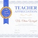 Editable Teacher Appreciation Award Certificate Template Set - Etsy