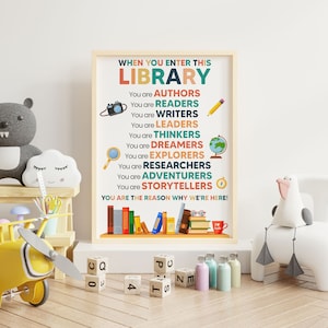 Printable School Library Wall Art, Technology Teacher, Library Wall ...