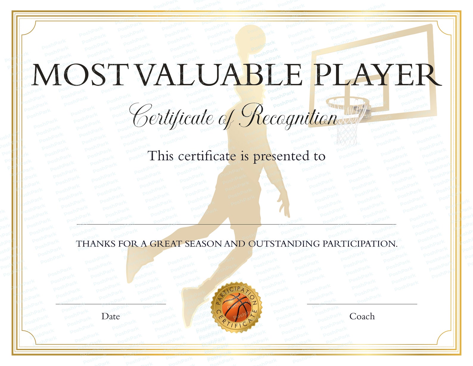 DIY Printable Blank PDF End of Season Basketball Award - Etsy