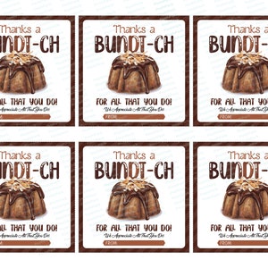 Bundt Cake PRINTABLE Tag, Bundt Cake Appreciation Gift Tags, Thanks a ...