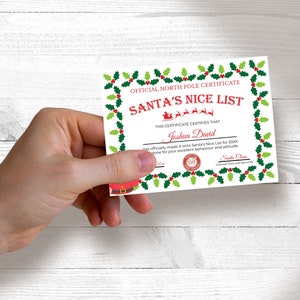 Editable Mini Christmas Nice List Certificate Instant Download ...