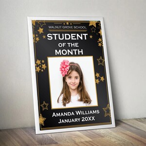 Student of the Month Printable Certificate Template Black, Editable ...